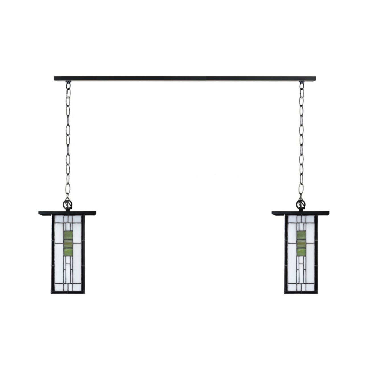 2 x Tiffany So Long Frank Lloyd Wright mit Kette am Deckenbalken ...